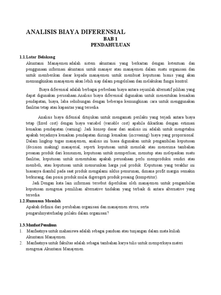 Analisis Biaya Diferensial | PDF