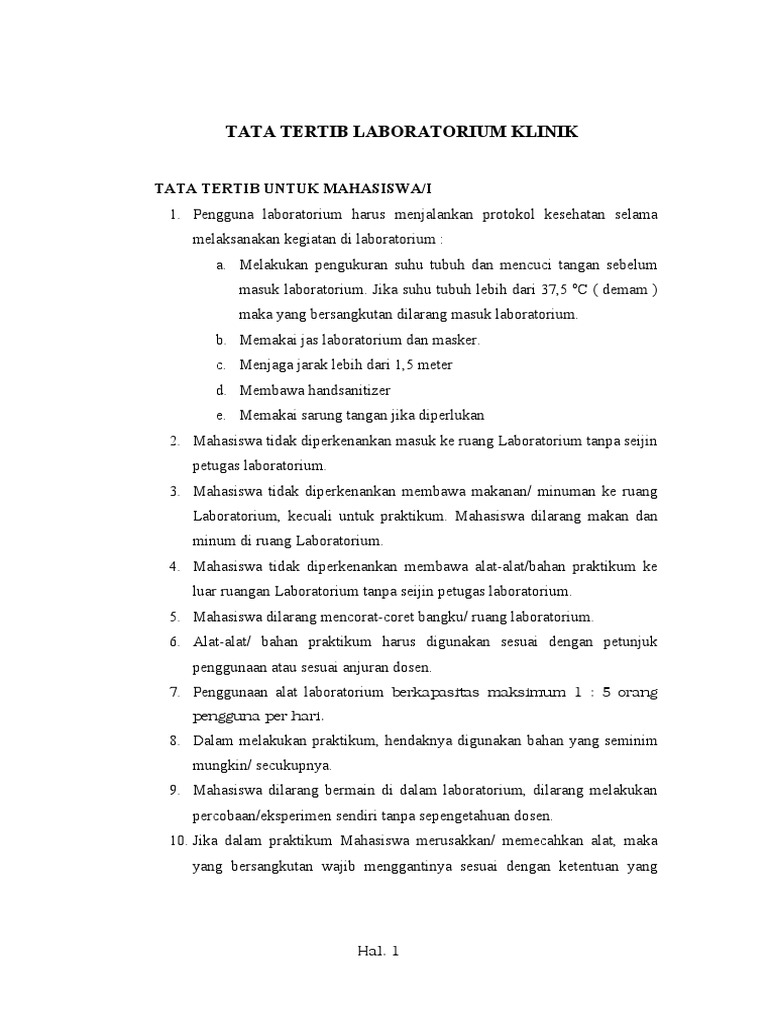 Tata Tertib Lab Pandemi | PDF