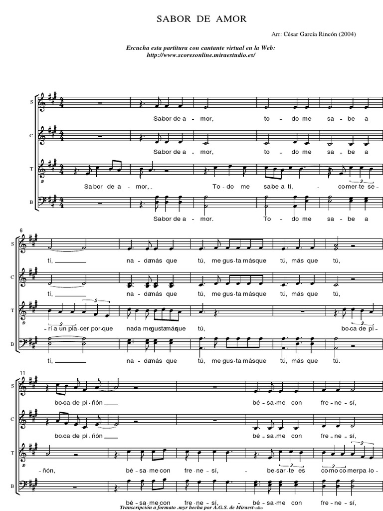 Sabor de Amor (SATB - Garcia Rincon) | PDF