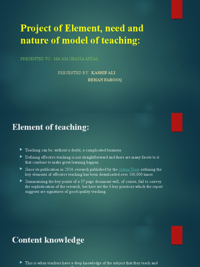 Key Elements of Effective Teaching: A Summary of the Six Signatures of ...