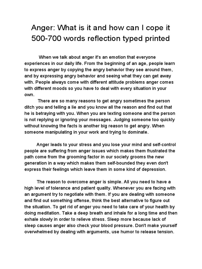Reflection On Anger | PDF