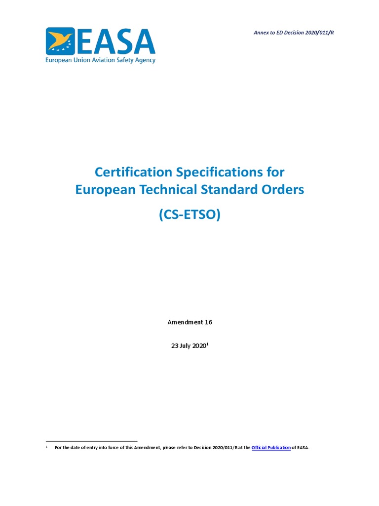 Cs-Etso - Amendment 16 | PDF | High Frequency | Aircraft