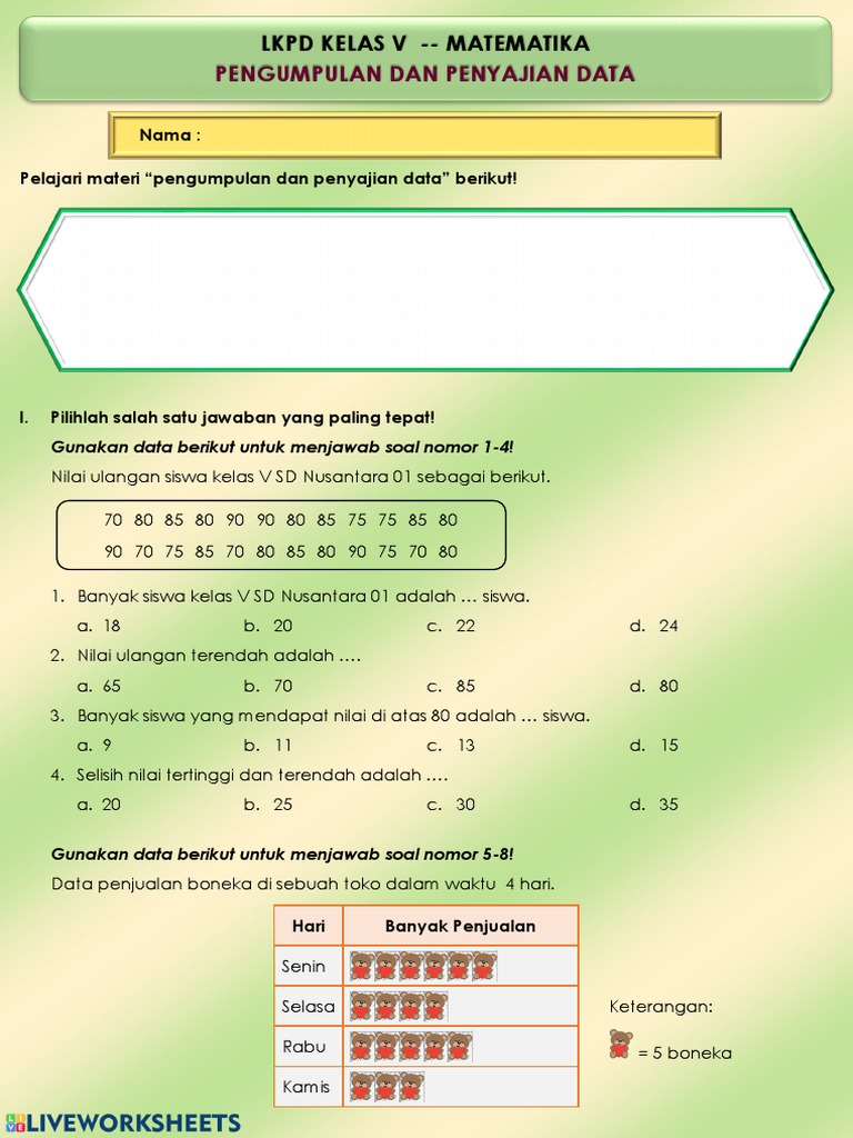 Pengumpulan Dan Penyajian Data: LKPD Kelas V - Matematika | PDF