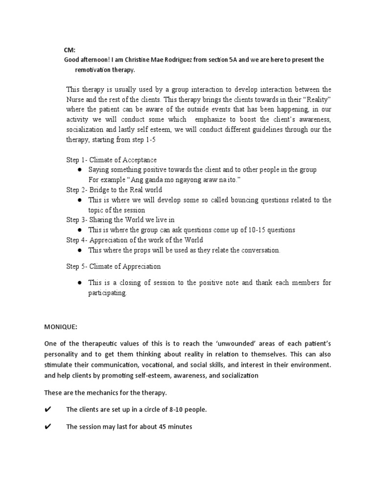 Promoting Self-Esteem, Awareness and Socialization through Remotivation ...