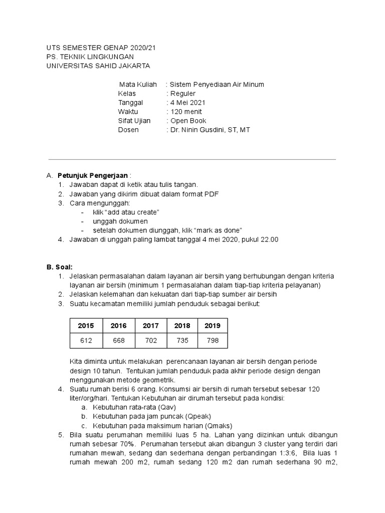 Soal UTS | PDF | Sains & Matematika