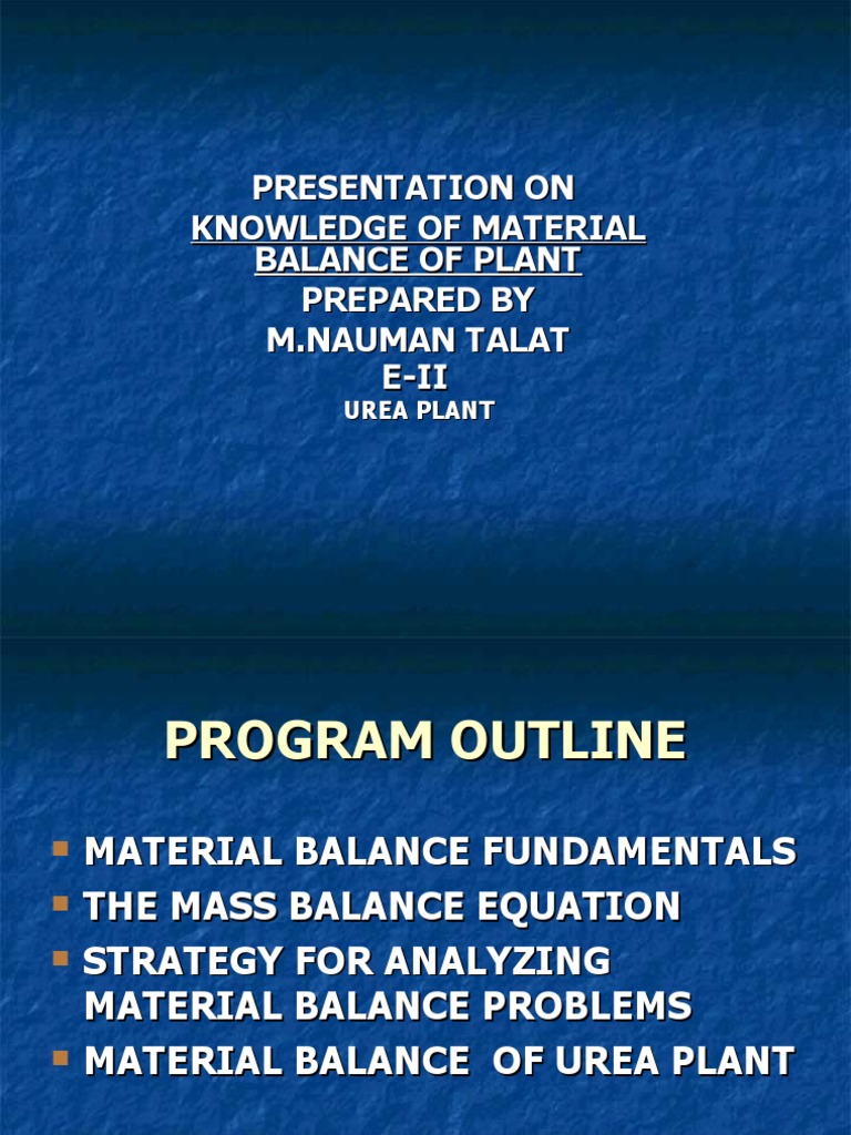 Urea Plant Material Balance Overview | PDF | Urea | Physical Sciences