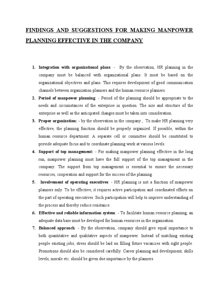 Effective Manpower Planning Strategies | PDF