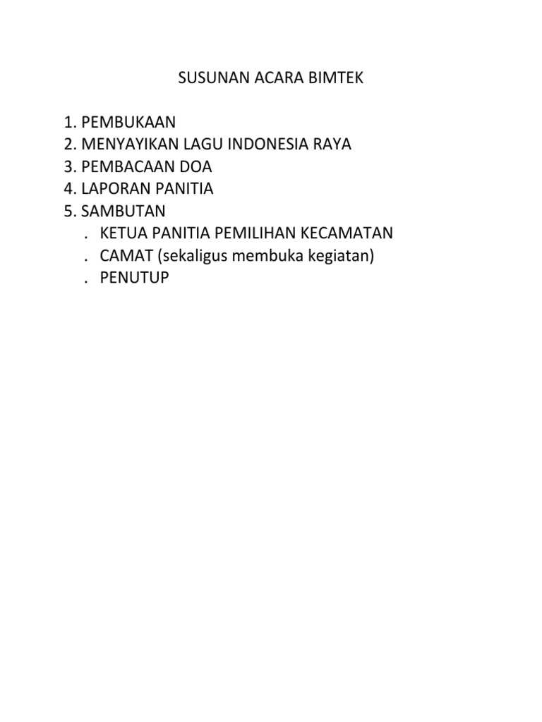 Susunan Acara Bimtek | PDF