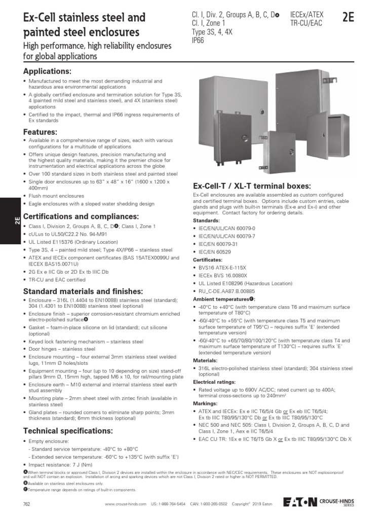 Crouse Hinds Ex Cell Enclosures Catalog Page | PDF | Stainless Steel ...