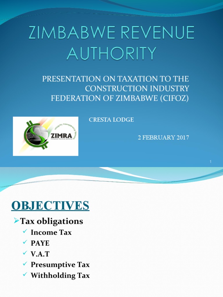 Presentation On Taxation To The Construction Industry Federation of ...