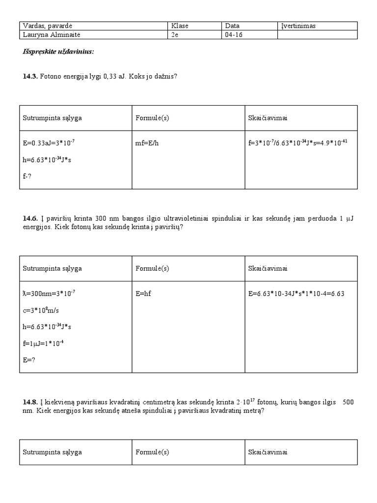Fotoefektas Uzd | PDF