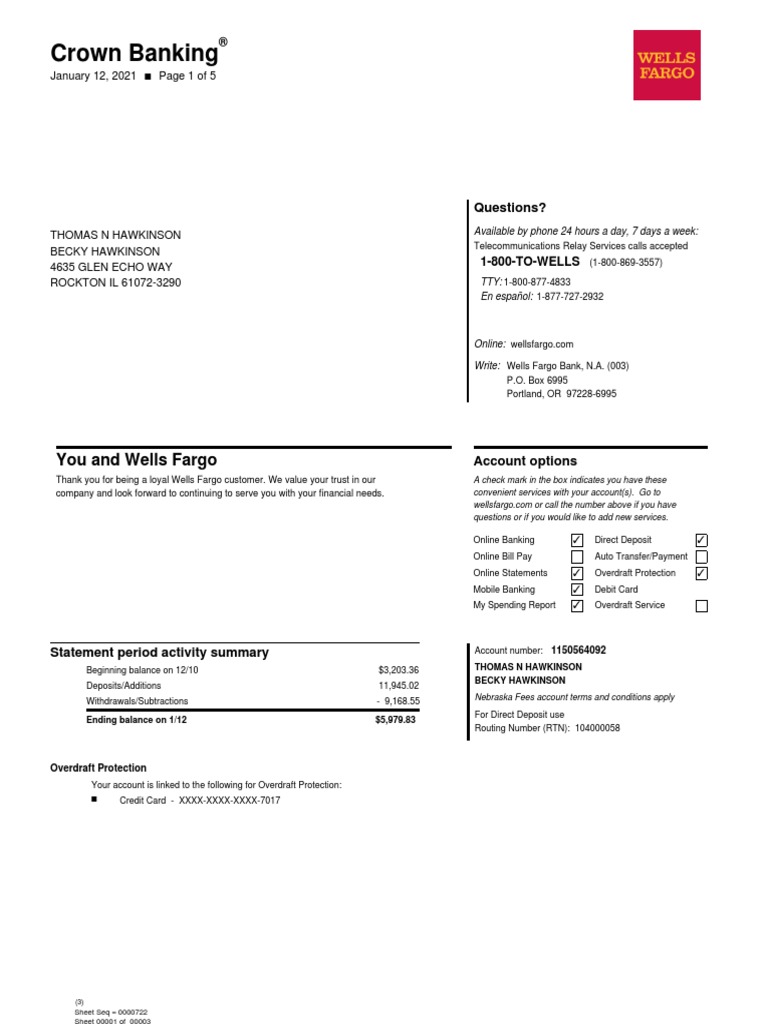 Crown Banking: You and Wells Fargo | PDF | Overdraft | Transaction Account