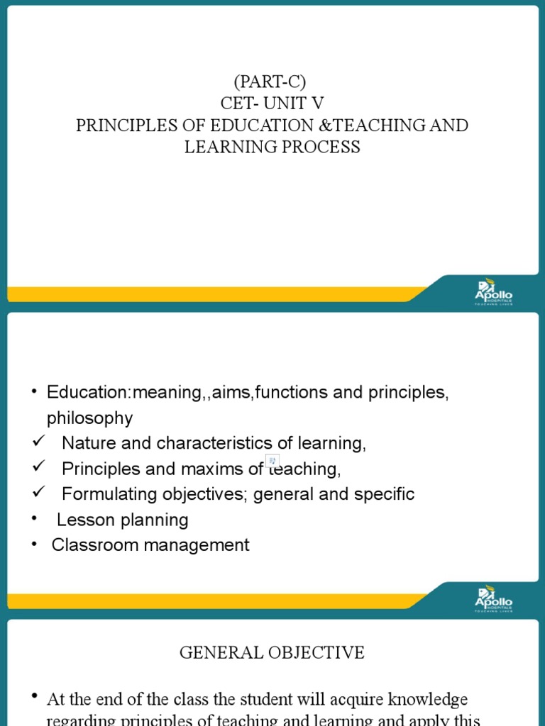(PART-C) Cet-Unit V Principles of Education &teaching and Learning ...