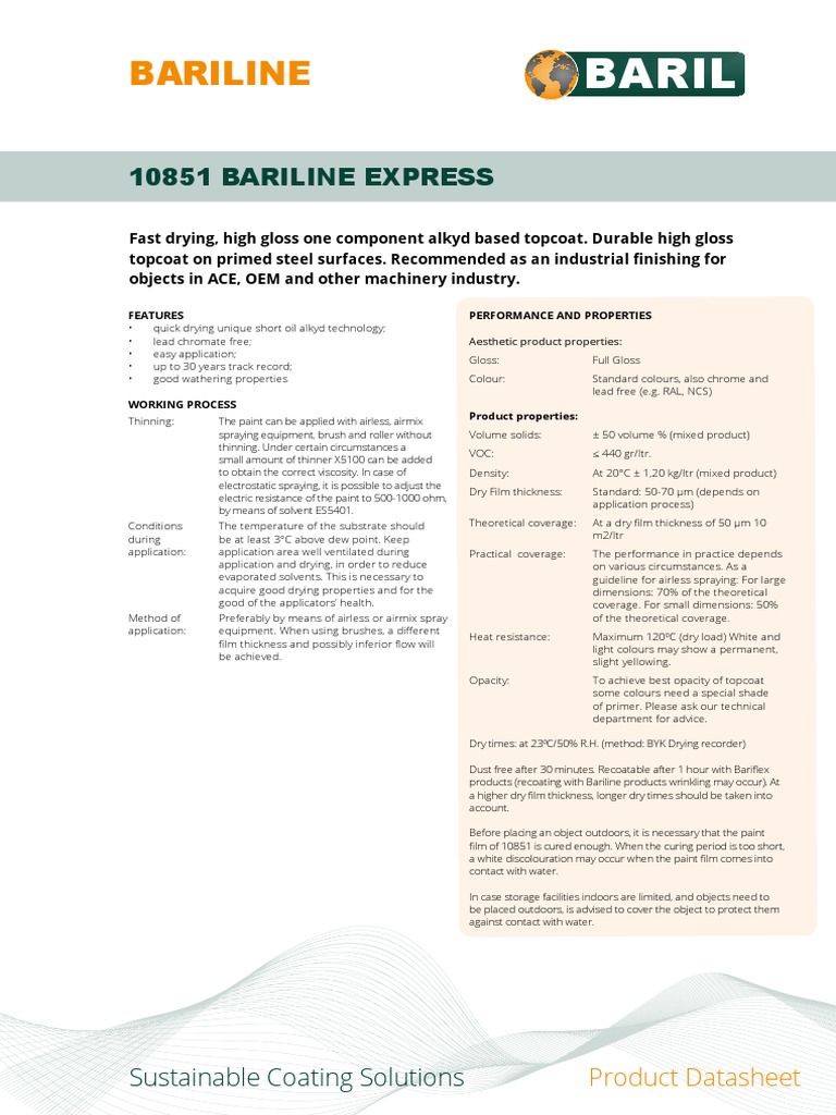 Product Datasheet for Bariline 10851, a High-Gloss Alkyd-Based ...
