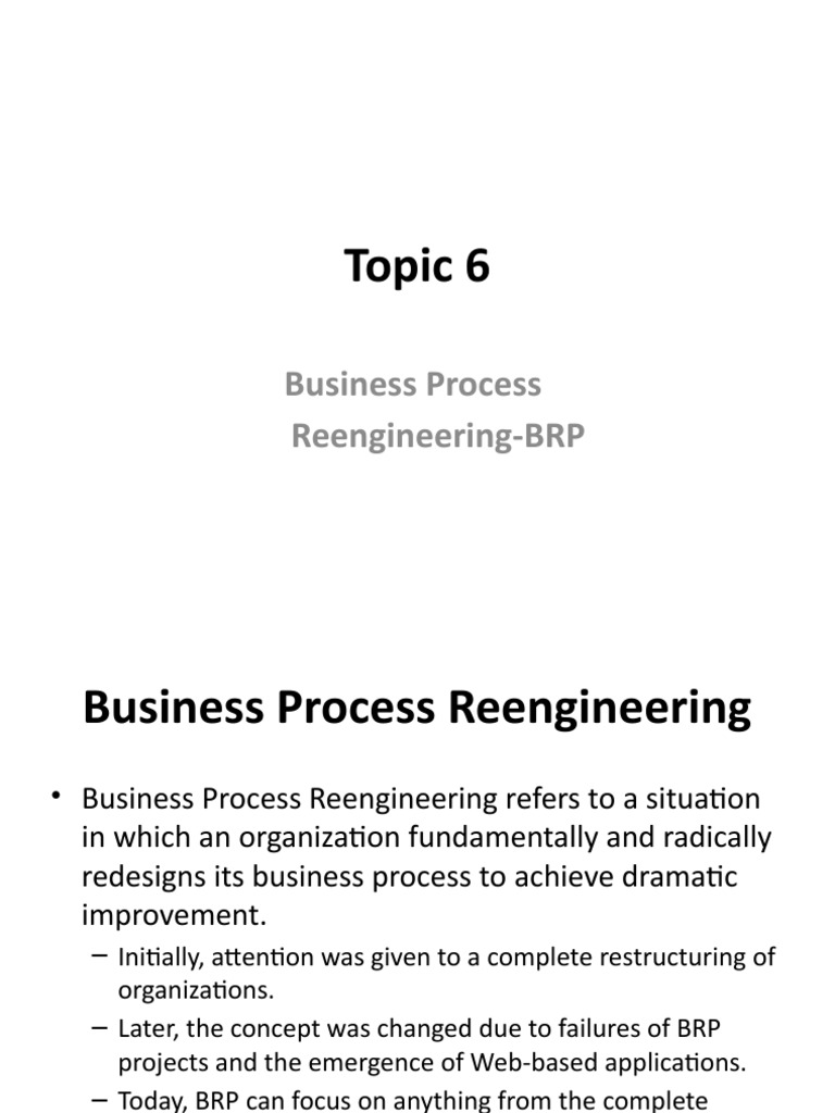 Redesigning Business Processes: An Overview of Business Process Reengineering Concepts ...