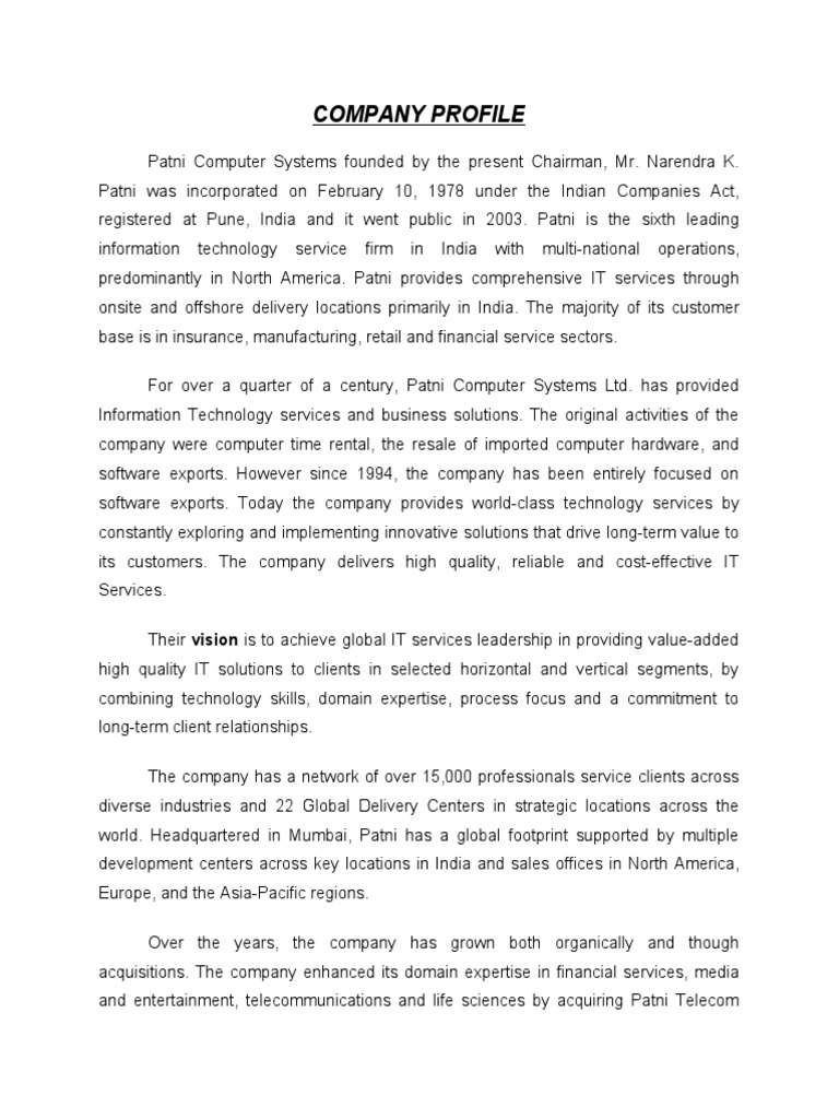 Analysis of the Balance Sheet and Management Control Systems of Patni Computer Systems, a ...