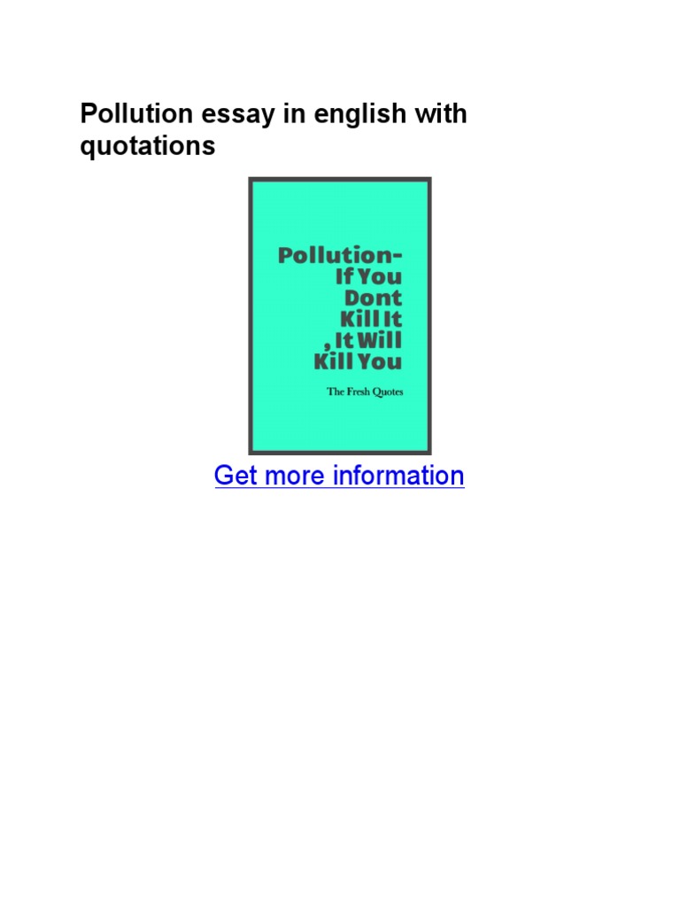 Pollution Essay in English With Quotations | PDF | Environmental Issues ...