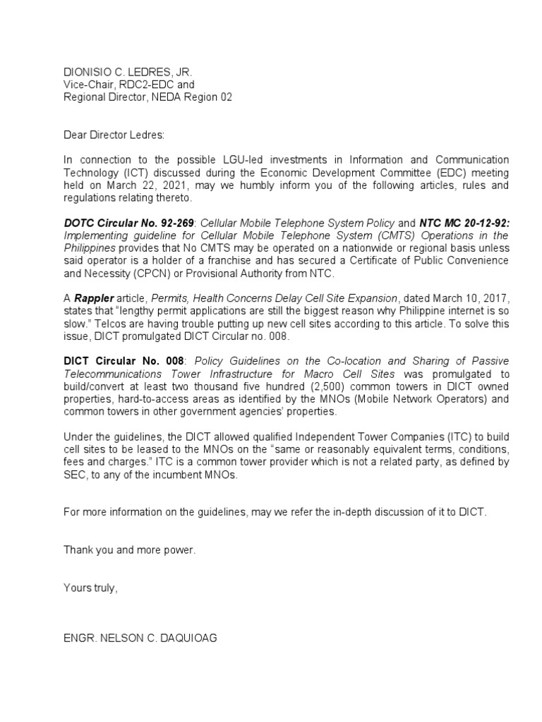 DOTC Circular No. 92-269: Cellular Mobile Telephone System Policy and ...