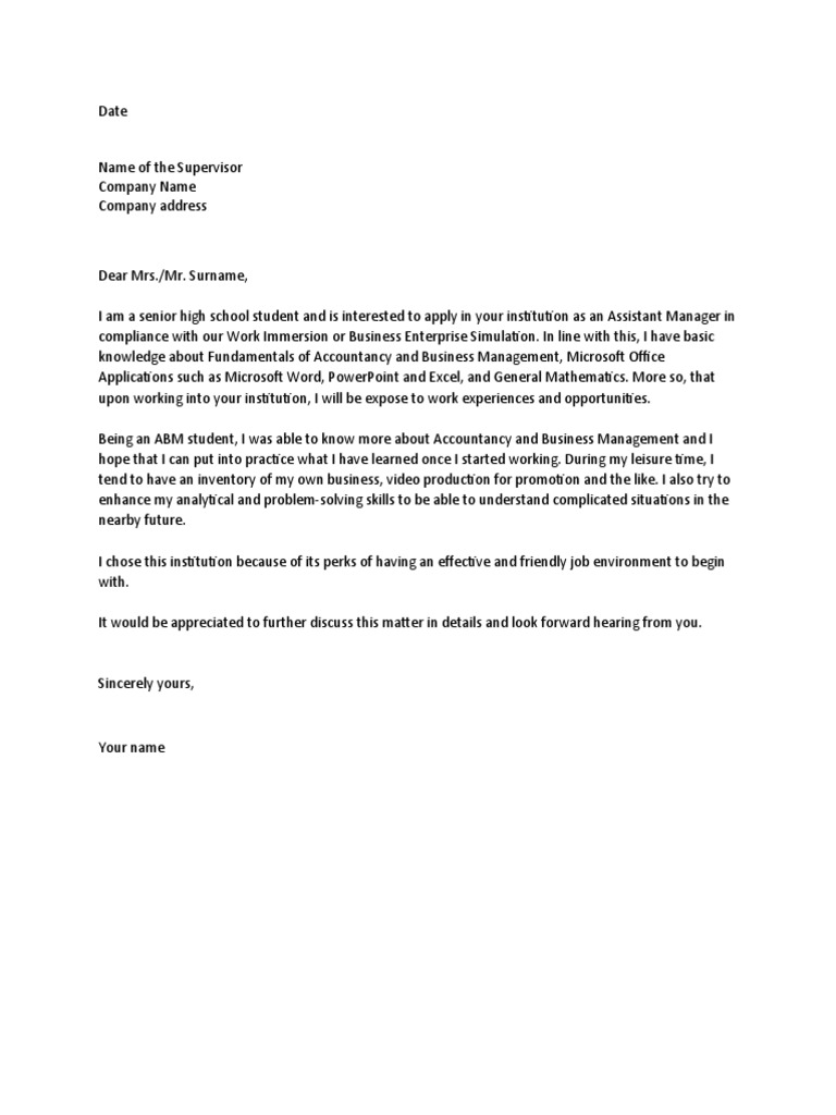 Application Letter | PDF