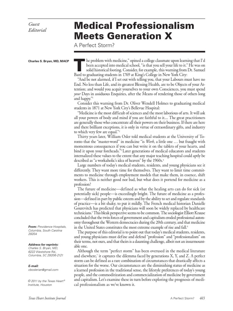 Medical Professionalism Meets Generation X: Guest Editorial | PDF ...