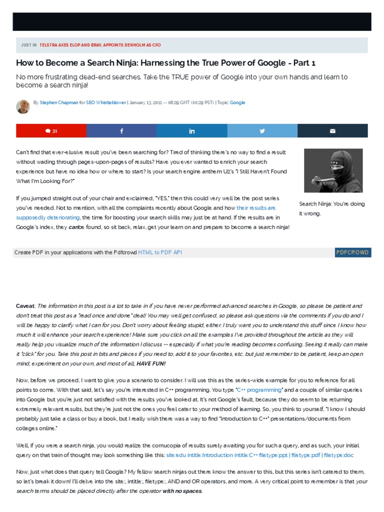 How To Become A Search Ninja: Harnessing The True Power of Google ...