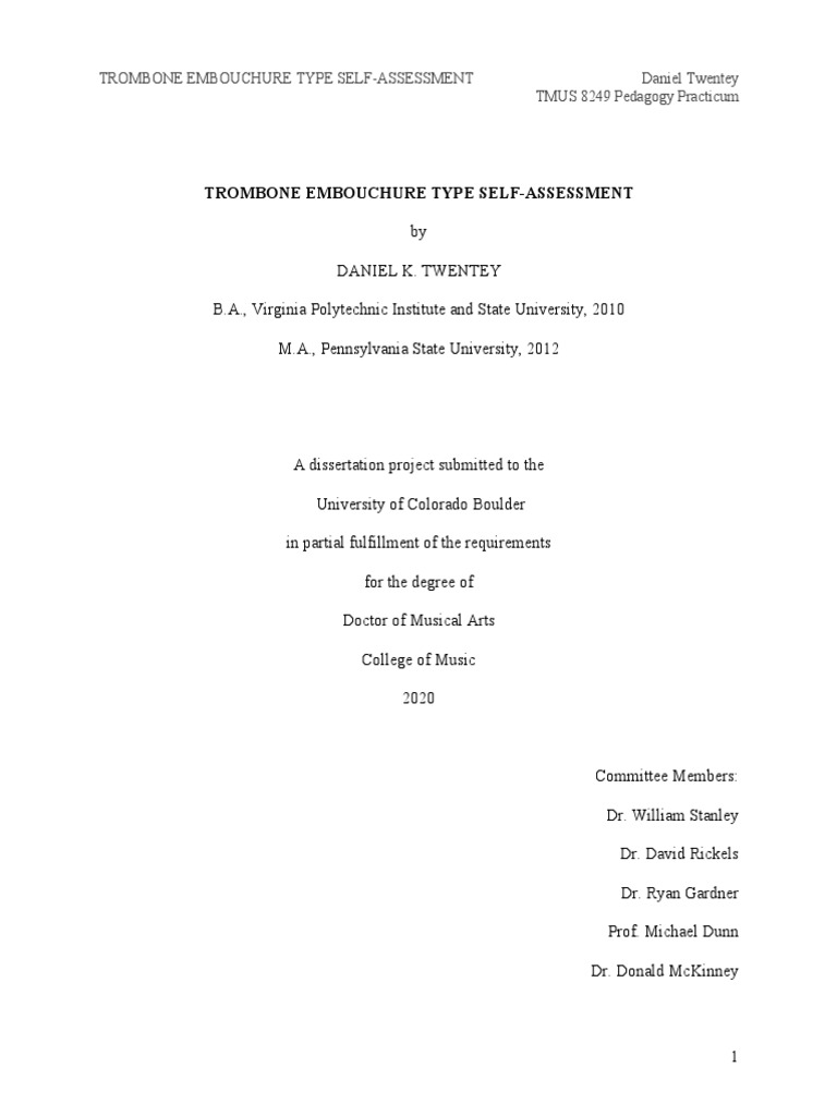 Trombone Embouchure Type Self-Assessment | PDF | Brass Instruments ...