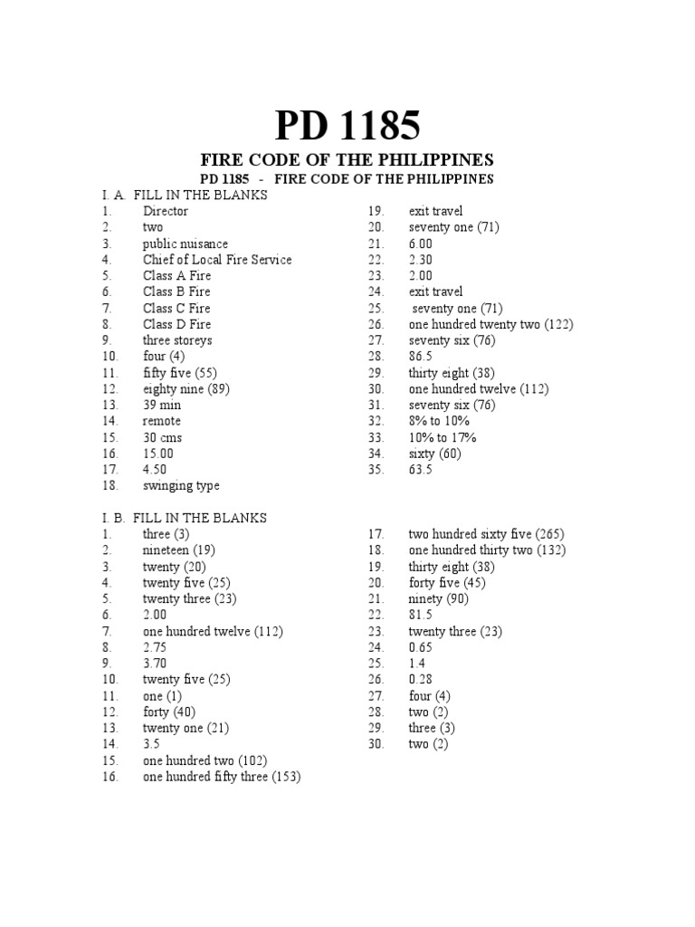 PD 1185 - Fire Code of The Philippines | PDF | Stairs | Fire Safety