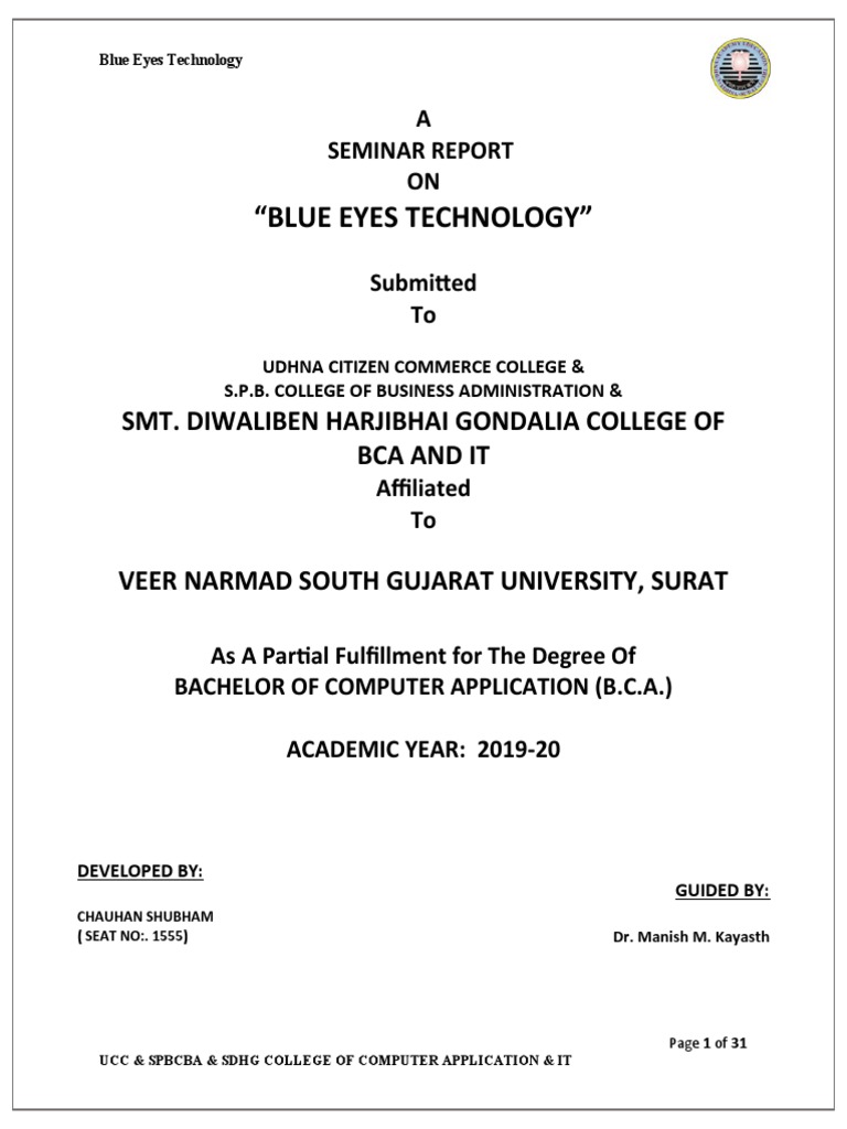 Blue Eyes Technology Report | PDF | Emotions | Perception