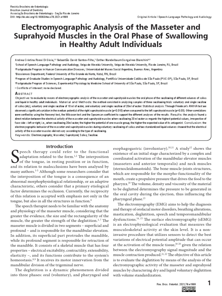 Electromyographic Analysis of The Masseter and | PDF | Electromyography | Human Anatomy
