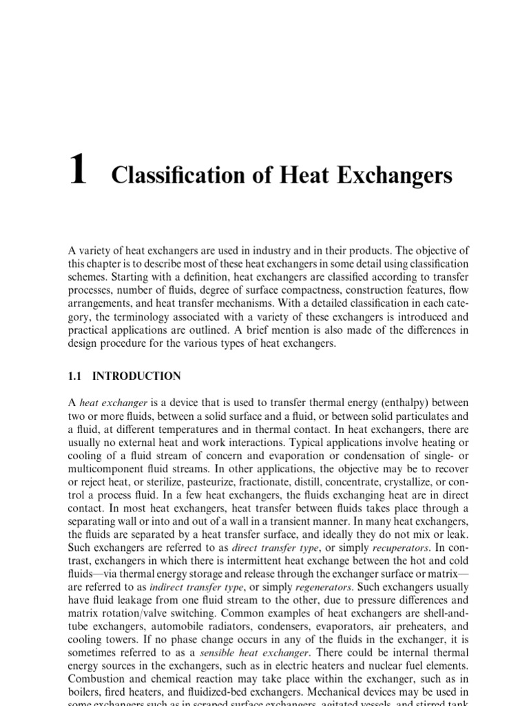 Classification of Heat Exchangers | PDF | Heat Transfer | Heat Exchanger