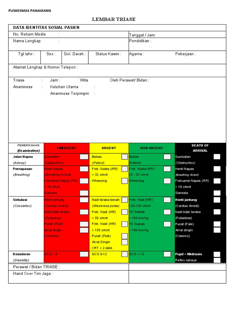 Lembar Triase Ugd | PDF