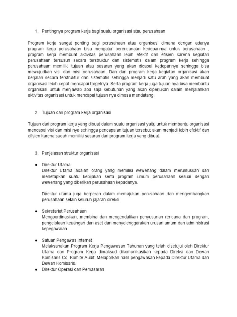 Pentingnya Program Kerja Organisasi | PDF