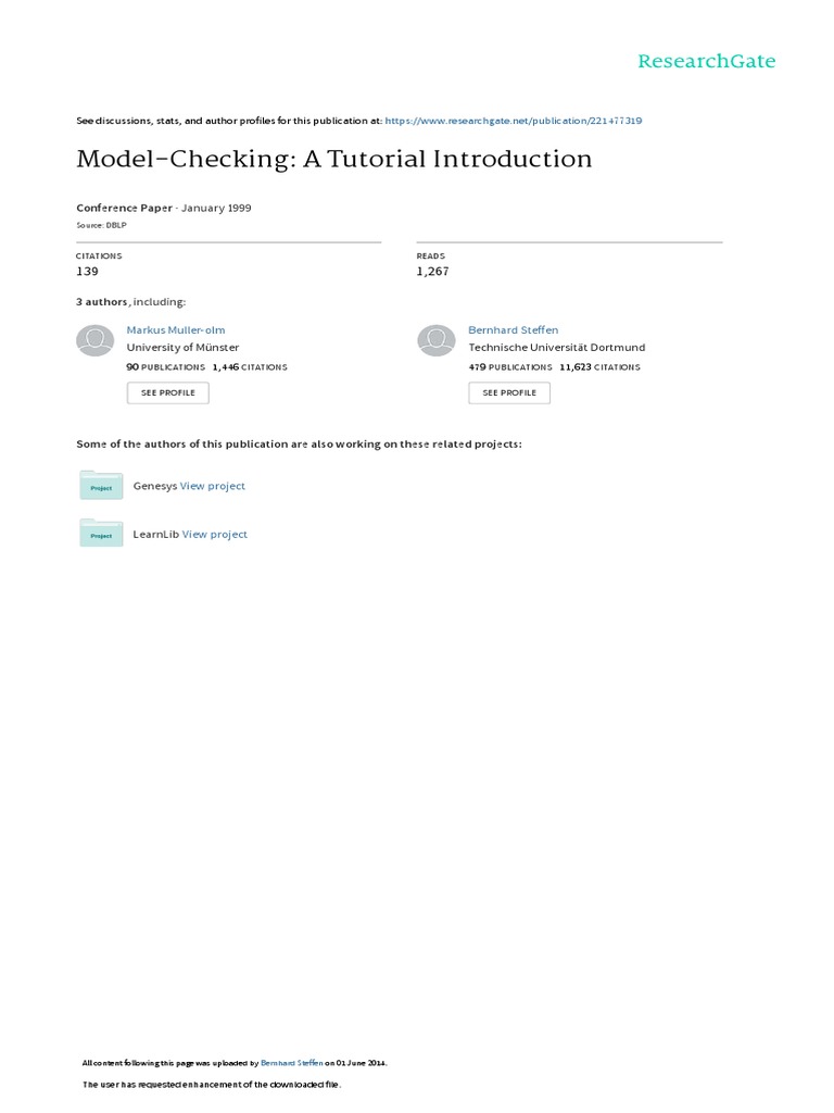Model-Checking: A Tutorial Introduction: January 1999 | PDF | Modal Logic | First Order Logic