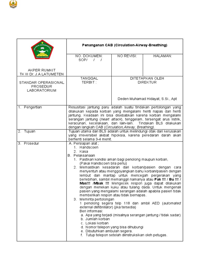 Prosedur BLS: CAB untuk Resusitasi | PDF | Sains & Matematika