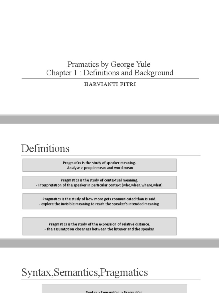 Pragmatics: Understanding Speaker Meaning | PDF