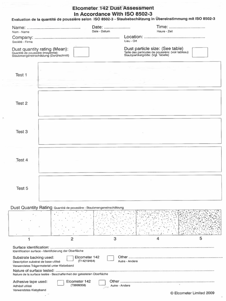 Elcometer Dust-Assessment Form | PDF