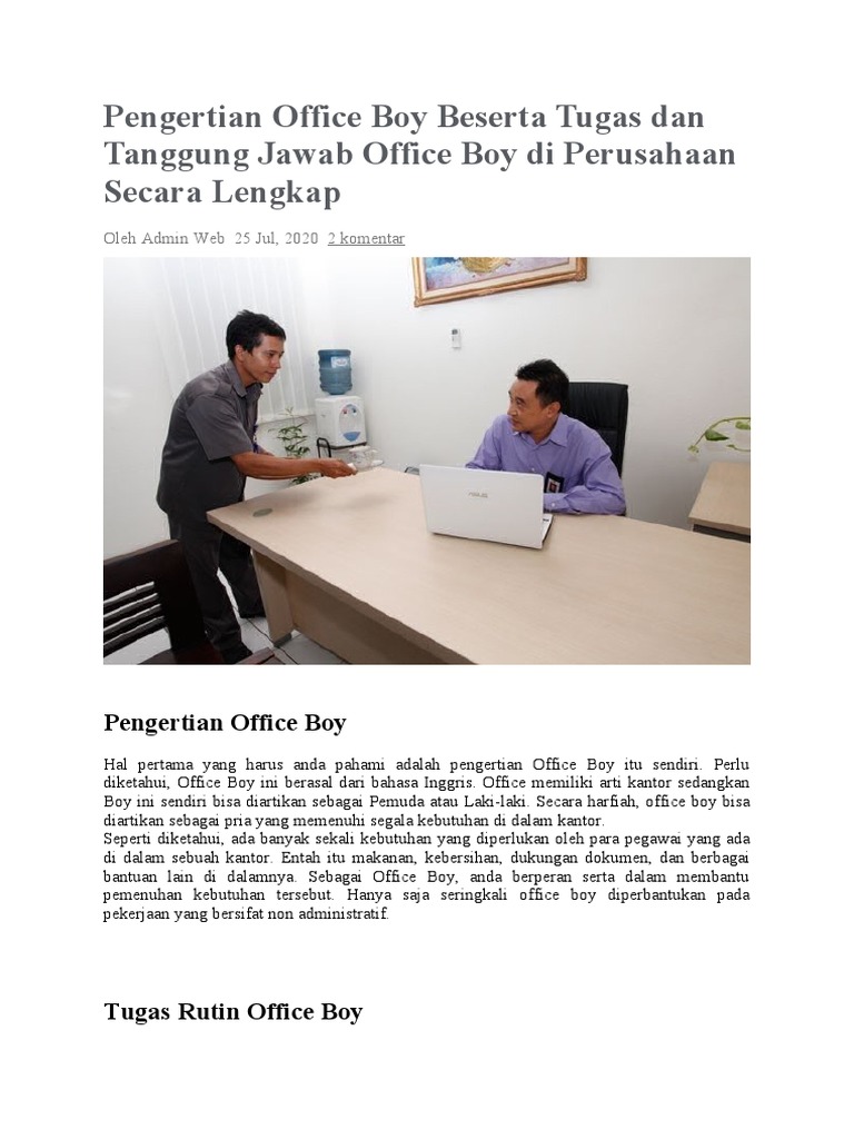 Pengertian Office Boy Beserta Tugas Dan Tanggung Jawab Office Boy Di ...