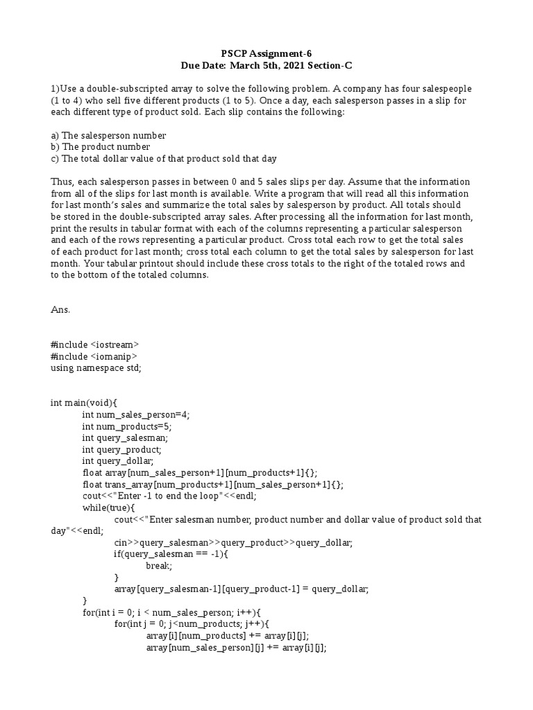 PSCP Assignment-6 Due Date: March 5th, 2021 Section-C | PDF | Theoretical Computer Science ...