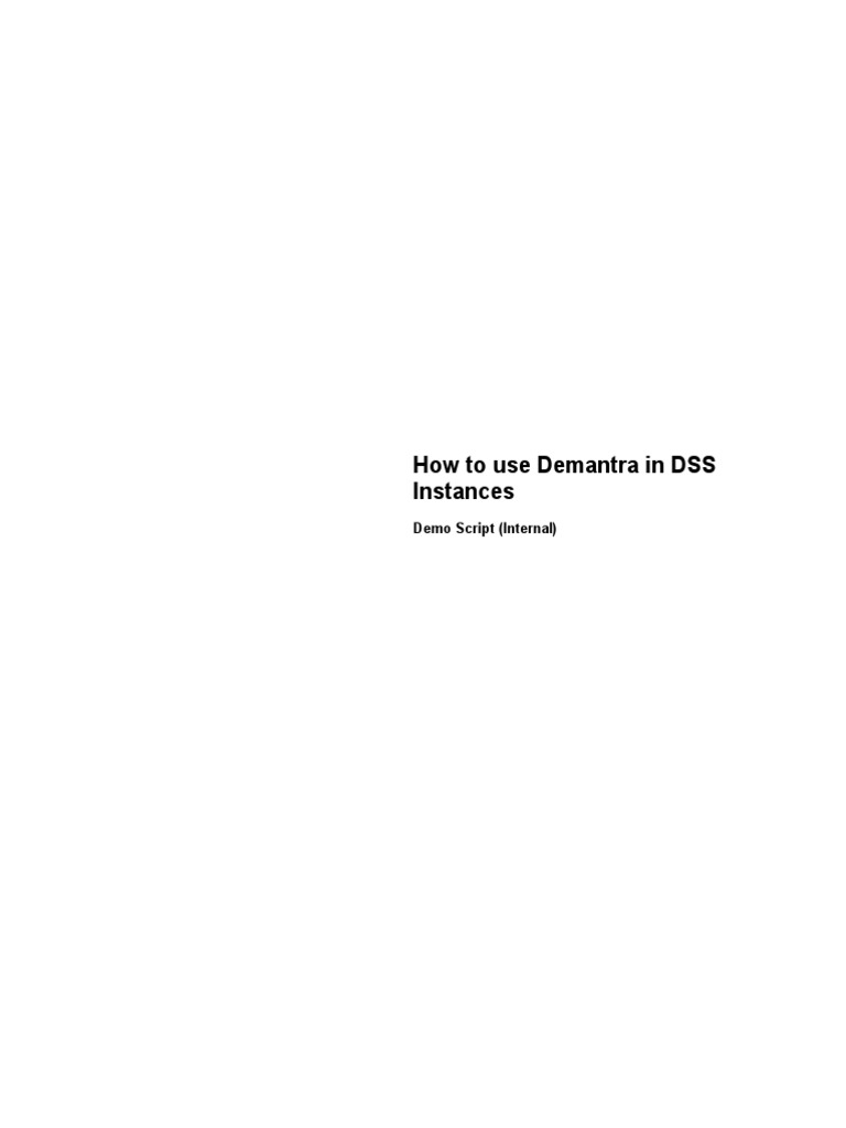 0racle DSS - How - To - Use - Demantra - in - DSS - Instances | PDF ...
