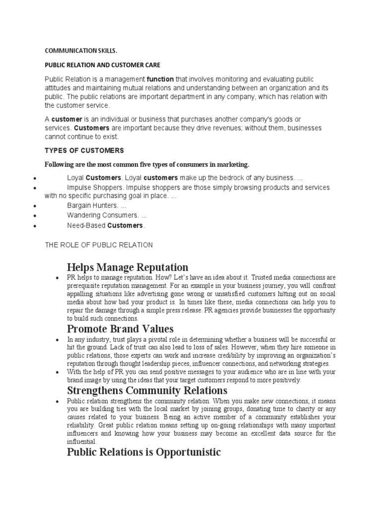 Communication Skills Notes | PDF | Public Relations | Reputation