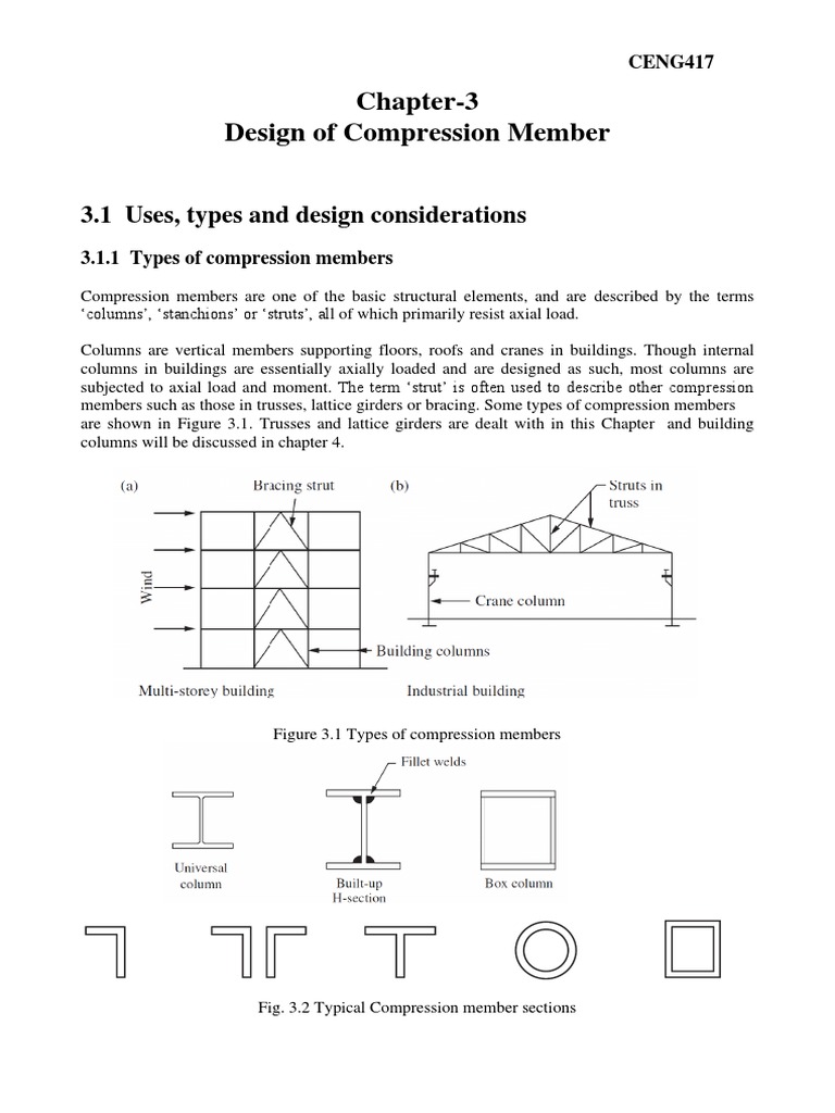 Chapter-3 Design For Compression Member - Strut | PDF | Buckling ...