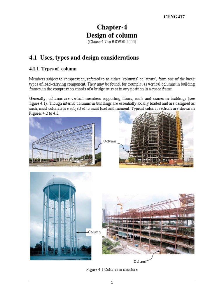 Chapter-4 Design of Column & Column Base | PDF | Buckling | Column
