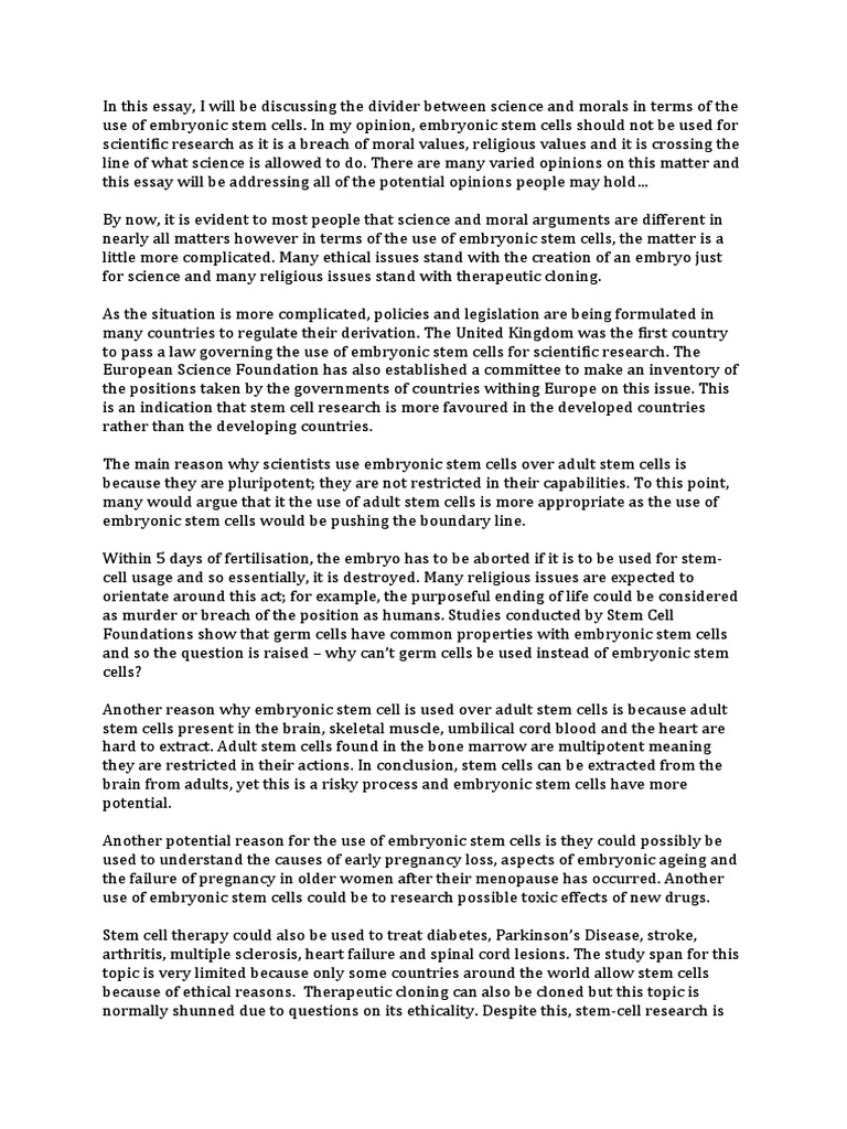 Embryonic Stem Cells - Case Study - Type Up. | PDF | Embryonic Stem ...