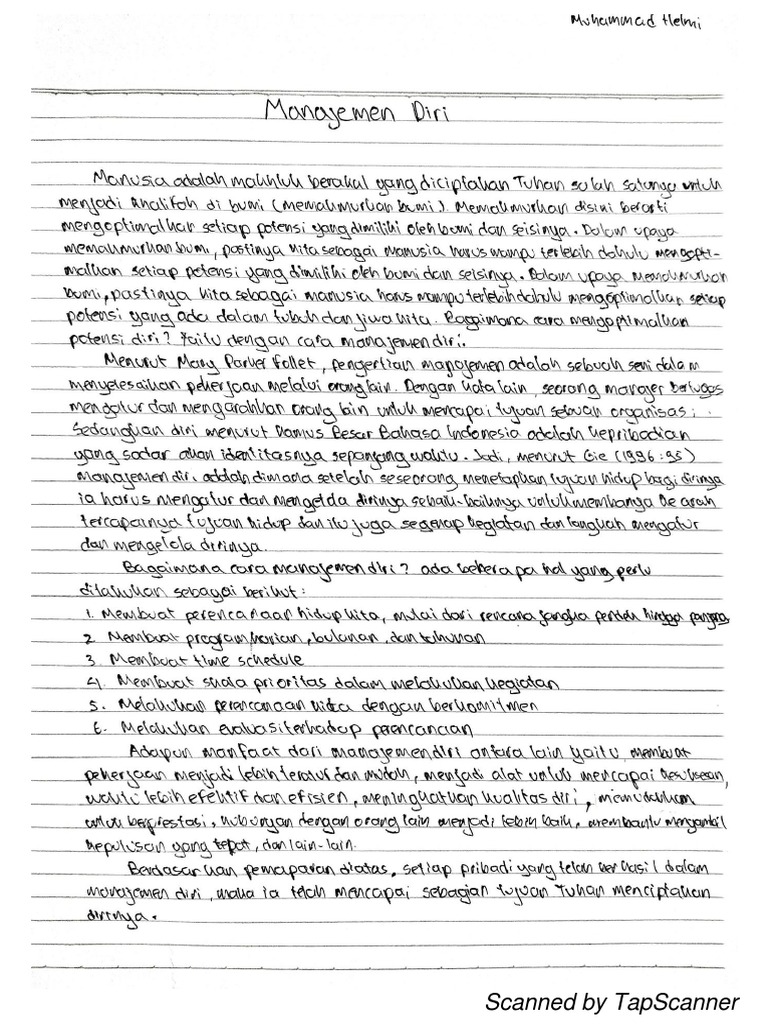 Essay Manajemen Diri - Muhammad Helmi | PDF
