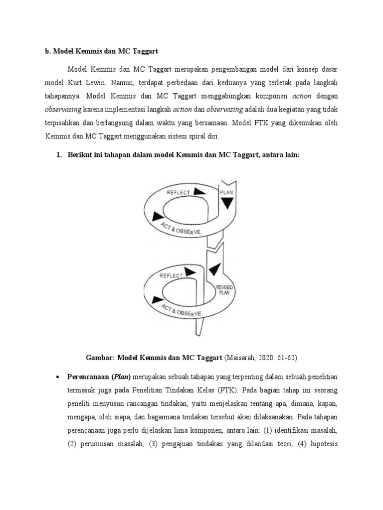 Model PTK Kemmis & MC Taggart | PDF | Karier & Perkembangan | Seni