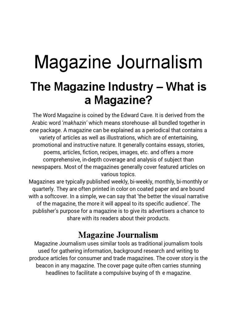 Magazine Journalism: The Magazine Industry - What Is A Magazine ...