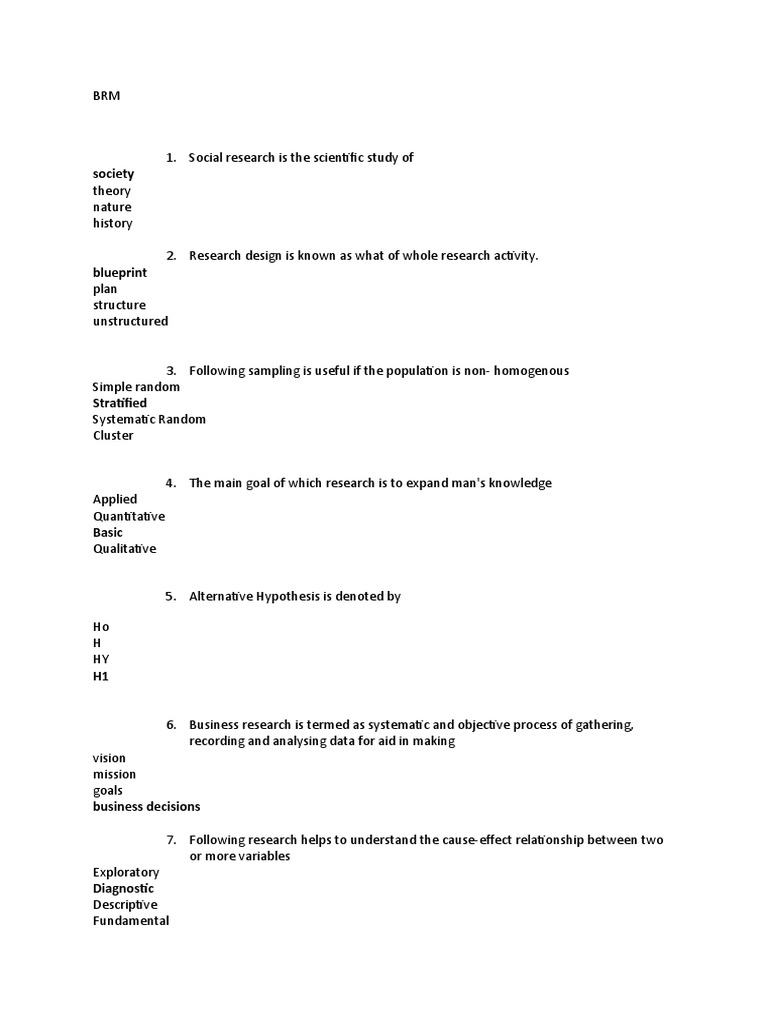 BRM Final 2021 | PDF | Survey Methodology | Sampling (Statistics)