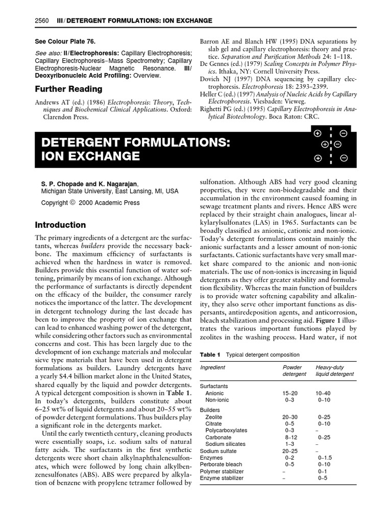 Detergent Formulations - Ion Exchange | PDF | Liquid Chromatography ...