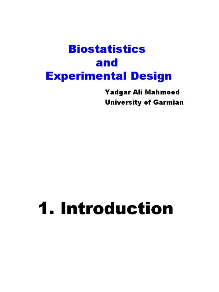 Biostatistics and Experimental Design: Yadgar Ali Mahmood University of ...