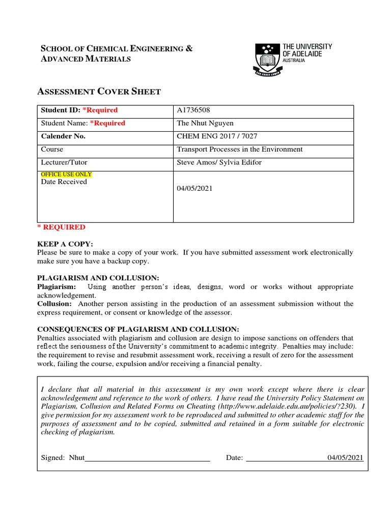 Assignment 5 - The Nhut Nguyen | PDF | Plagiarism | Water